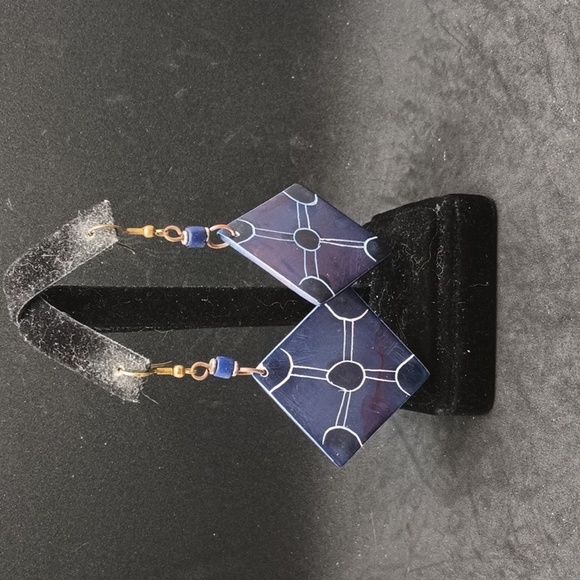 Vintage | Jewelry | Vintage Blue Tile Dangle Earrings | Poshmark